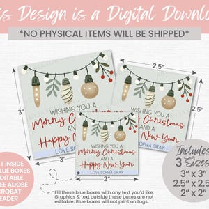 Editable Christmas Tags Printable, New Years Party Favors, Christmas ...