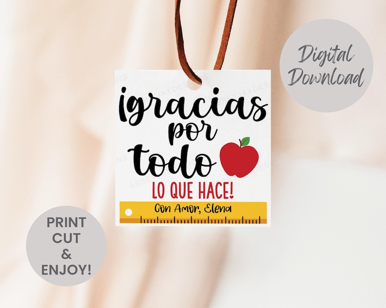 Spanish Thank You Tags, Printable Teacher Appreciation Week, Teacher ...