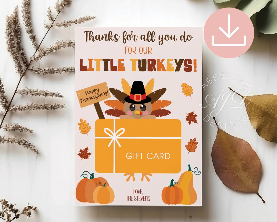Thanksgiving Gift Card Holder Instant Download, Printable Little ...