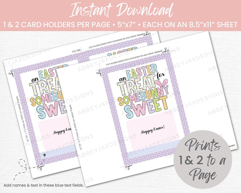 Easter Gift Card Holder Printable, Easter Treat for Some Bunny Sweet ...