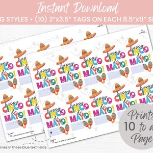 Cinco De Mayo Tags, Fiesta Gift Tags, Cinco De Mayo Party Printables ...
