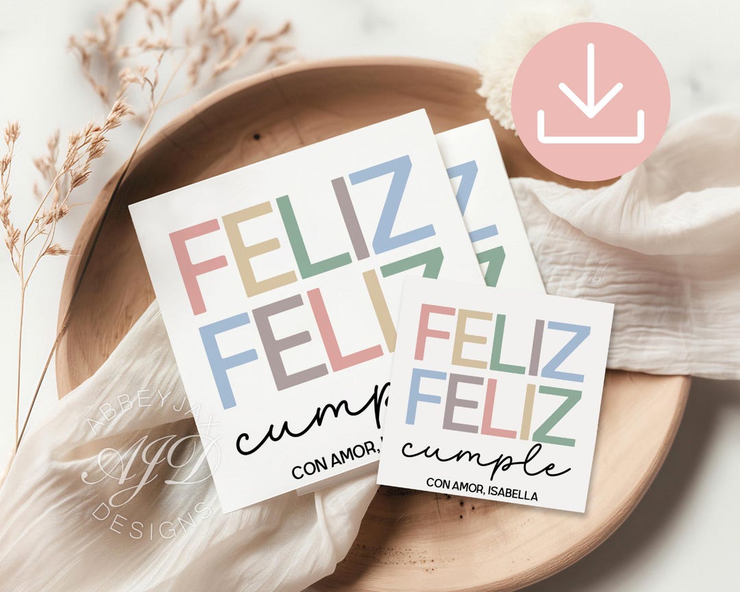 Spanish Gift Tags, Feliz Cumpleaños, Birthday Cookie Tags, Printable ...