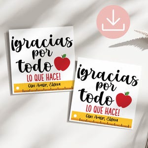 Spanish Thank You Tags, Printable Teacher Appreciation Week, Teacher ...