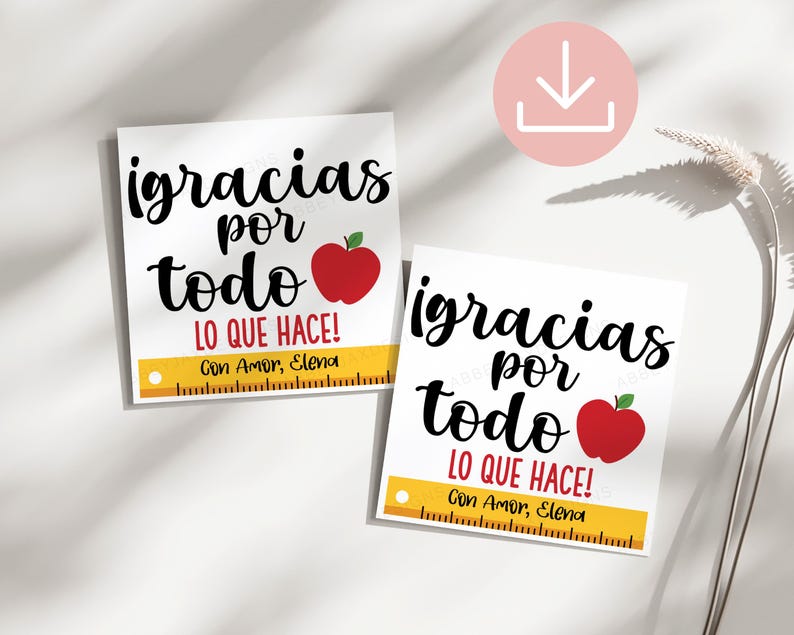 Spanish Thank You Tags, Printable Teacher Appreciation Week, Teacher ...