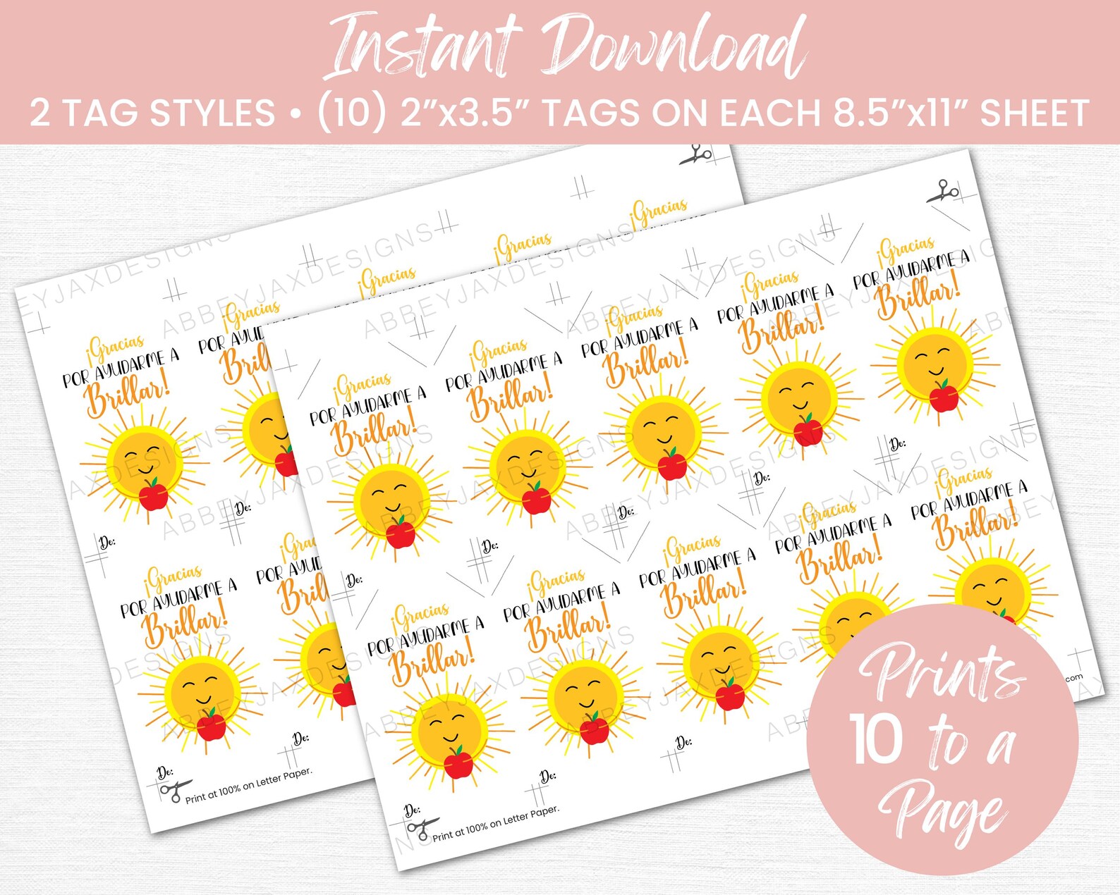 Spanish Thank You Tags, Teacher Appreciation Gift Tag Spanish ...