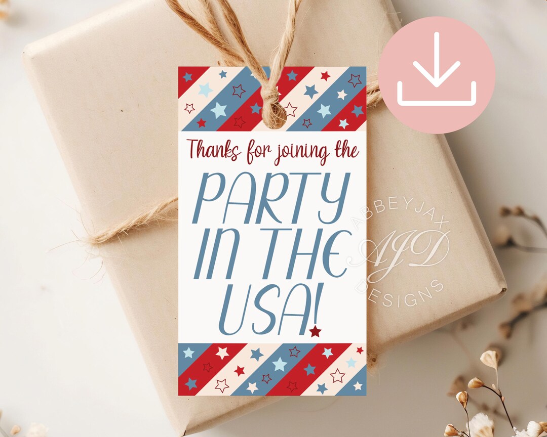 4th of July Gift Tag, Party in the USA Tag, Fourth of July Tag ...