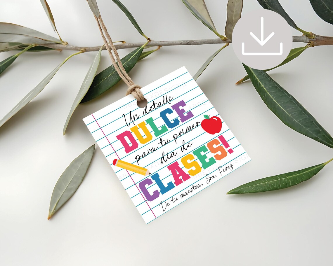 Spanish First Day of School Gift Tags, Back to School Gift Tag for ...