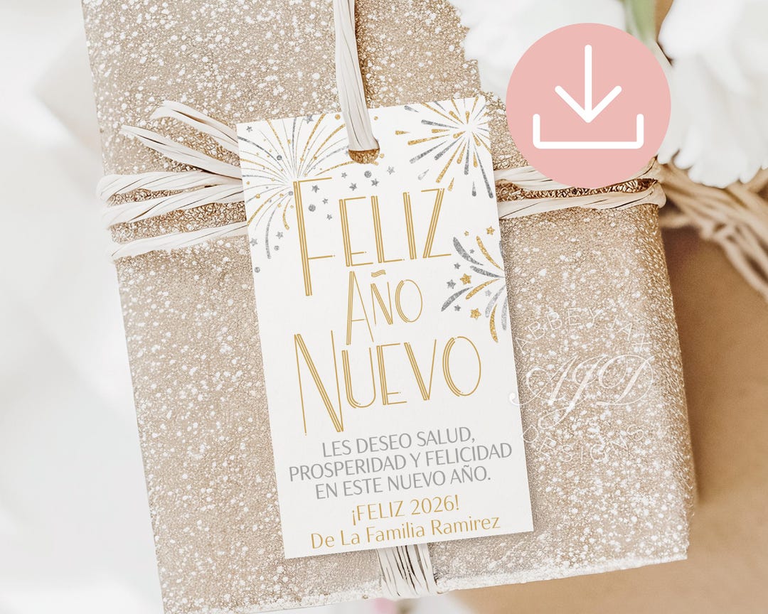 Happy New Year Spanish Tag, Feliz Año Nuevo, Happy New Year Gift Tag ...