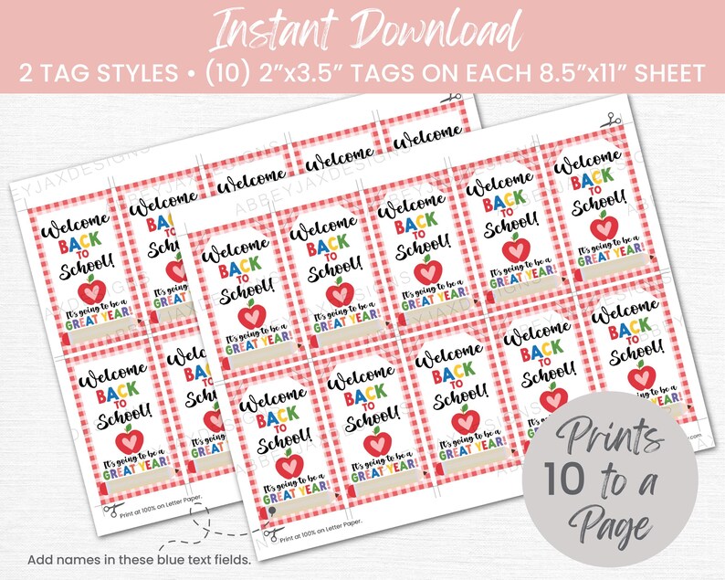 Welcome Back to School Tag, Back to School Gift Tags for Students ...