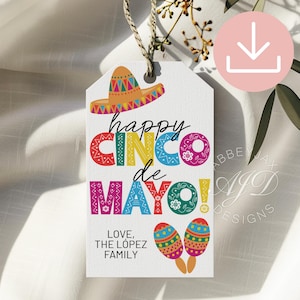 Cinco De Mayo Tags, Fiesta Gift Tags, Cinco De Mayo Party Printables ...