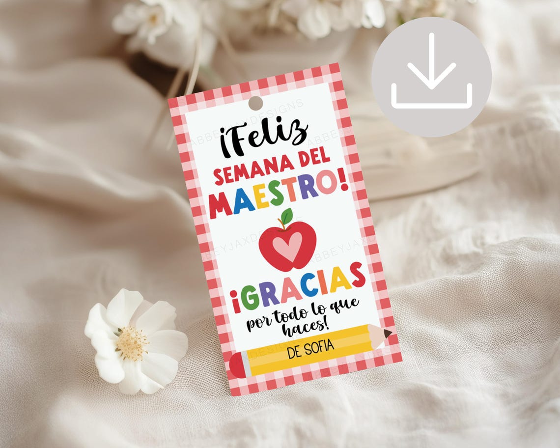 Spanish Thank You Tags, Printable Teacher Appreciation Week, Teacher ...