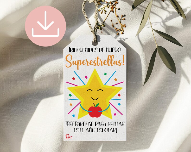 Back to School Gift Tag in Spanish, Welcome Back to School Tag, Spanish ...