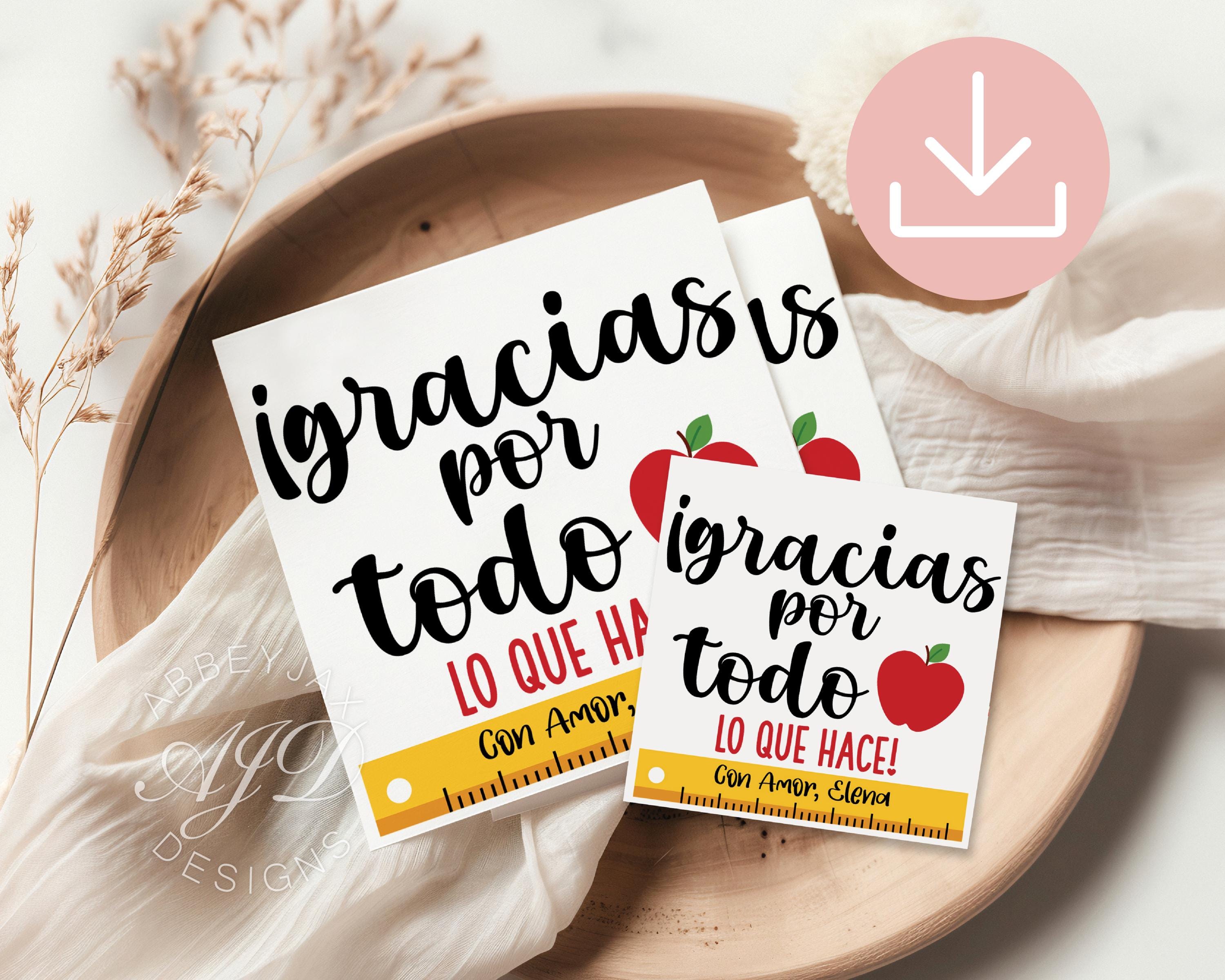 Spanish Thank You Tags, Printable Teacher Appreciation Week, Teacher ...