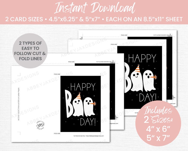 Halloween Birthday Card Printable, October Birthday Gift, Happy Boo Day ...