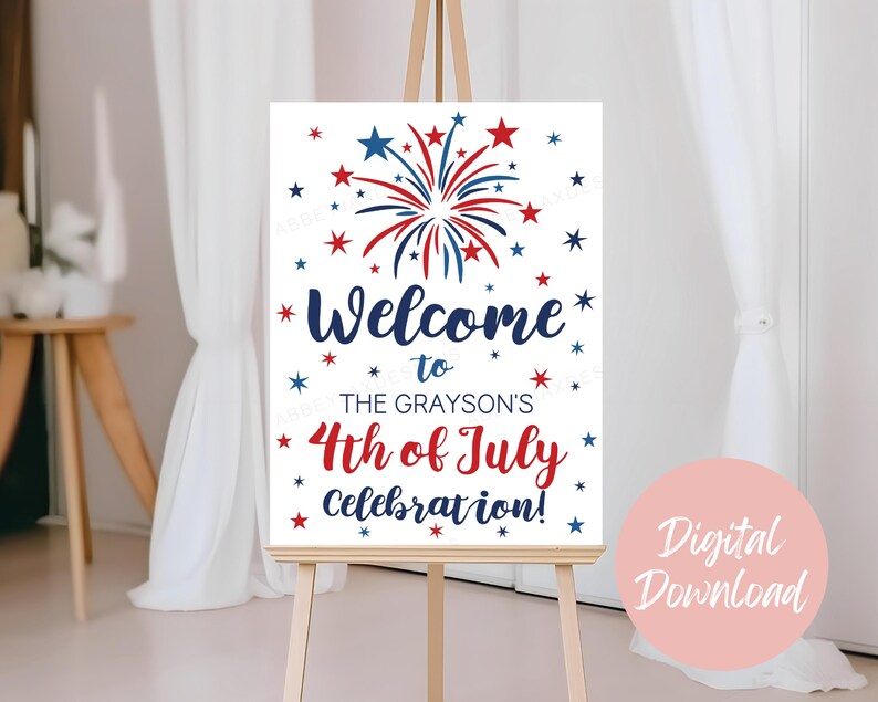 4th of July Welcome Sign, Fourth of July Decorations Sign, Independence ...