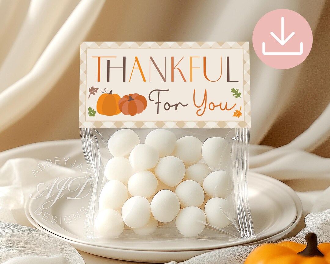 Thankful for You Bag Toppers, Autumn Cookie Toppers, Fall Treat Topper ...