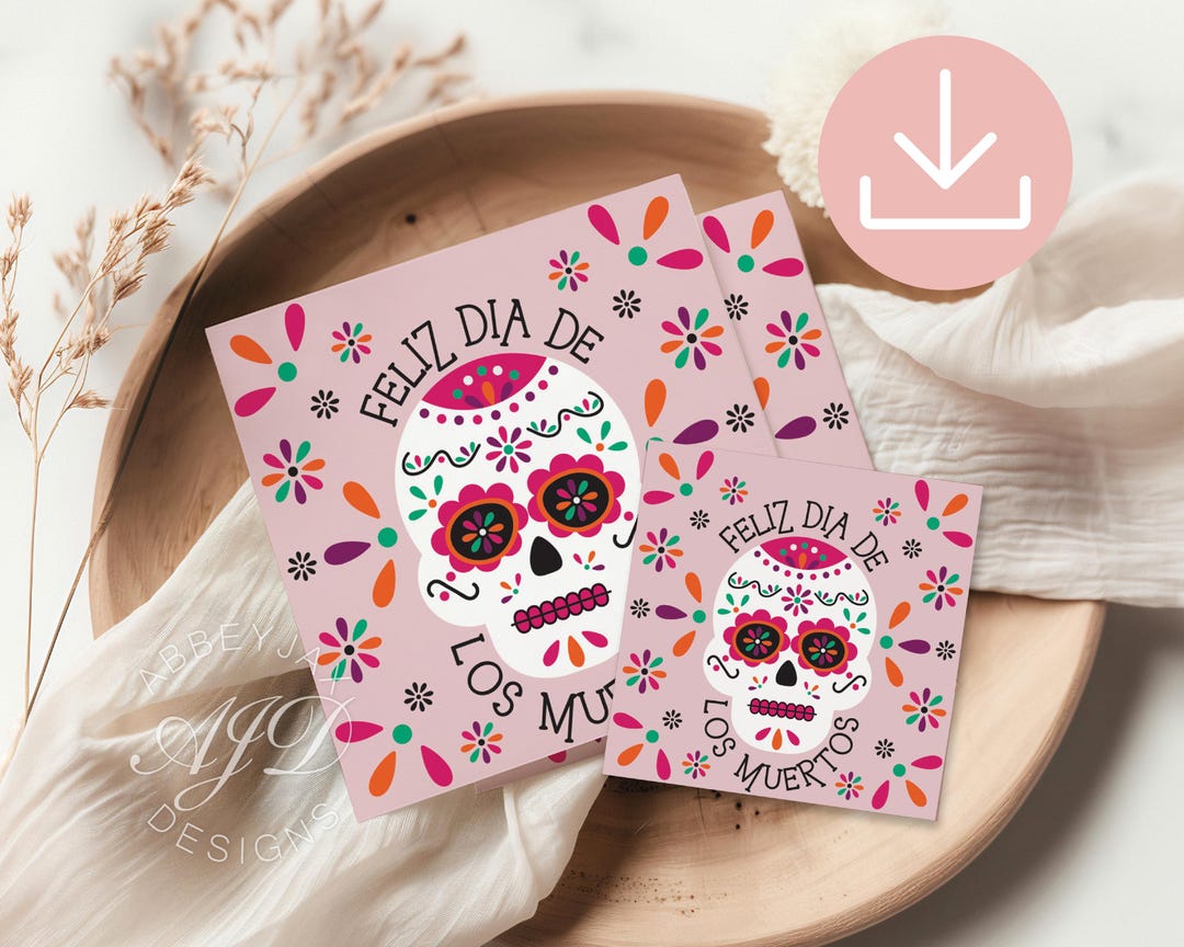 Feliz Dia De Los Muertos Gift Tag, Sugar Skull Cookie Tag, Dia De Los ...