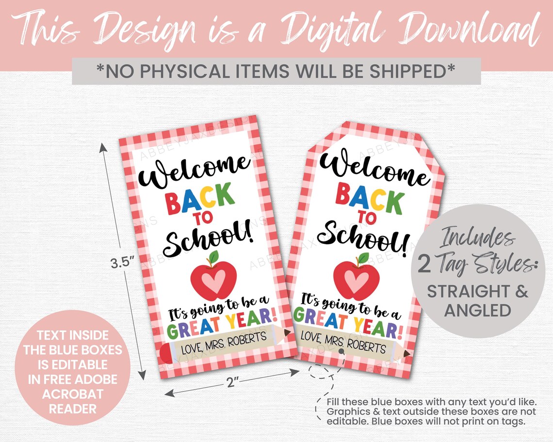 Welcome Back to School Tag, Back to School Gift Tags for Students ...