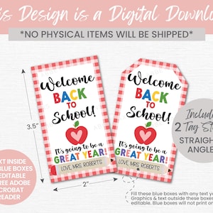 Welcome Back to School Tag, Back to School Gift Tags for Students ...