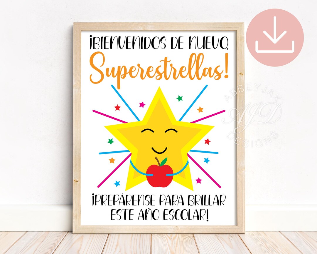 Welcome Back to School Sign in Spanish, First Day of School Classroom ...