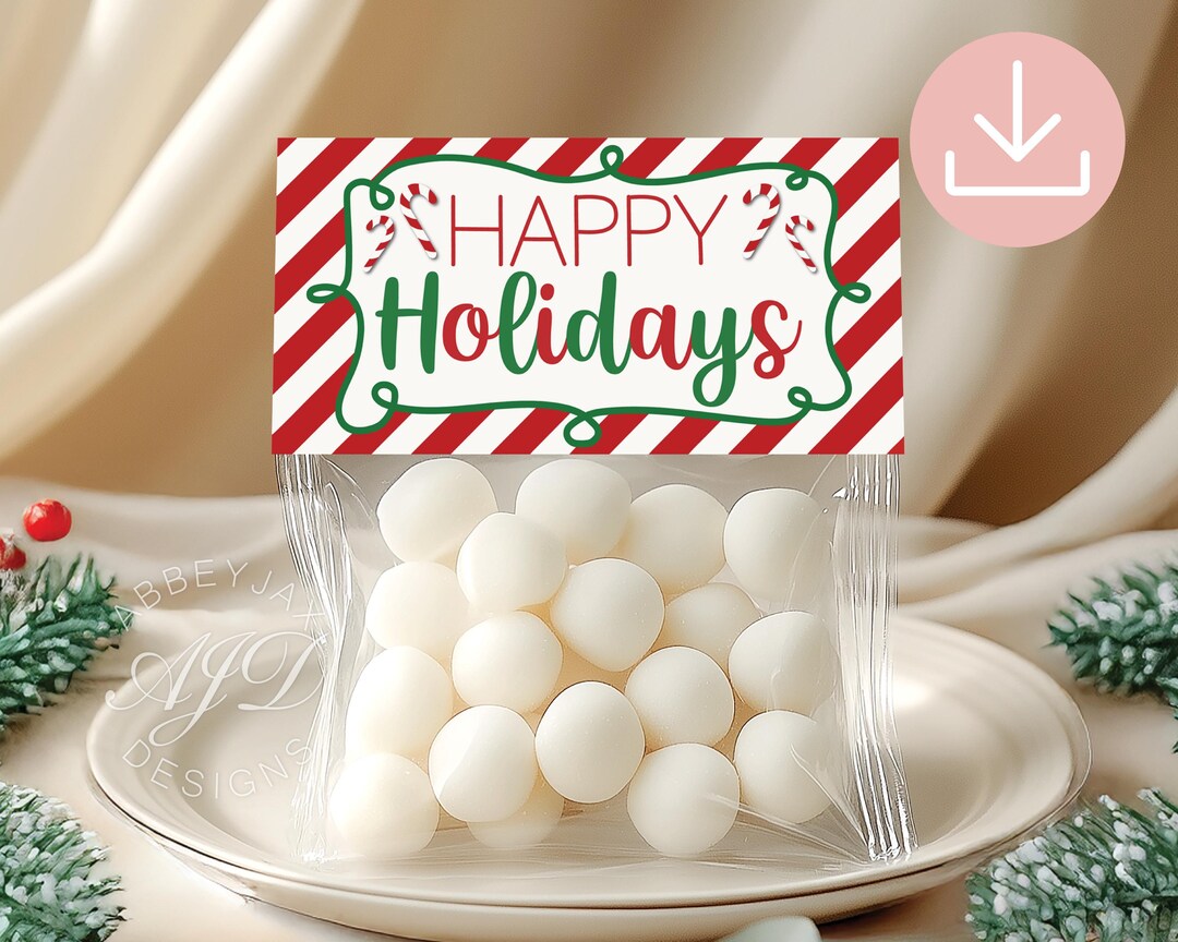 Holiday Treat Bag Toppers, Christmas Treat Bag Topper Printable, Candy ...