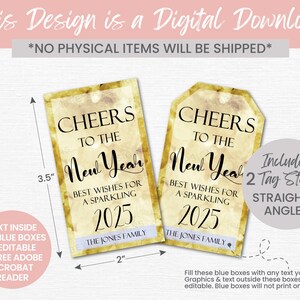 Cheers to 2025 Gift Tag, Printable New Years Tag, Happy New Years Gift ...