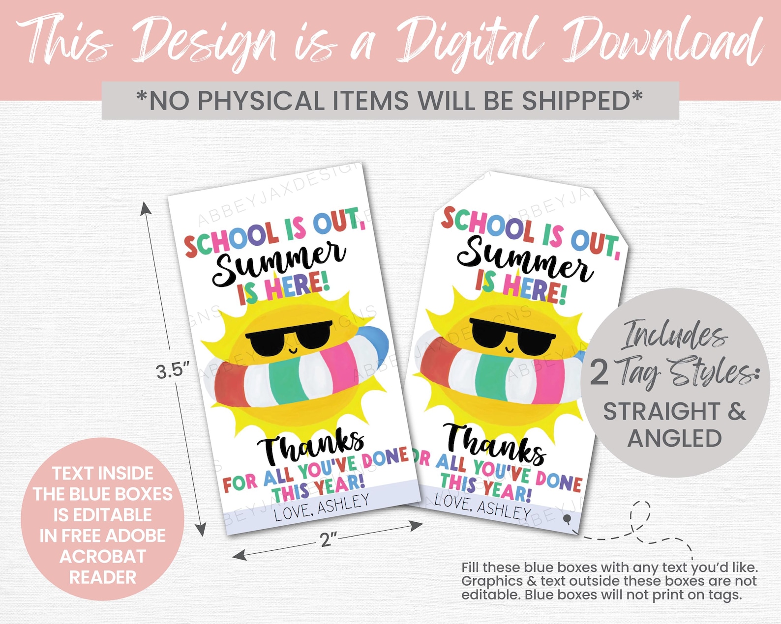 School is Out Summer is Here Tags, End of School Tag, Teacher ...
