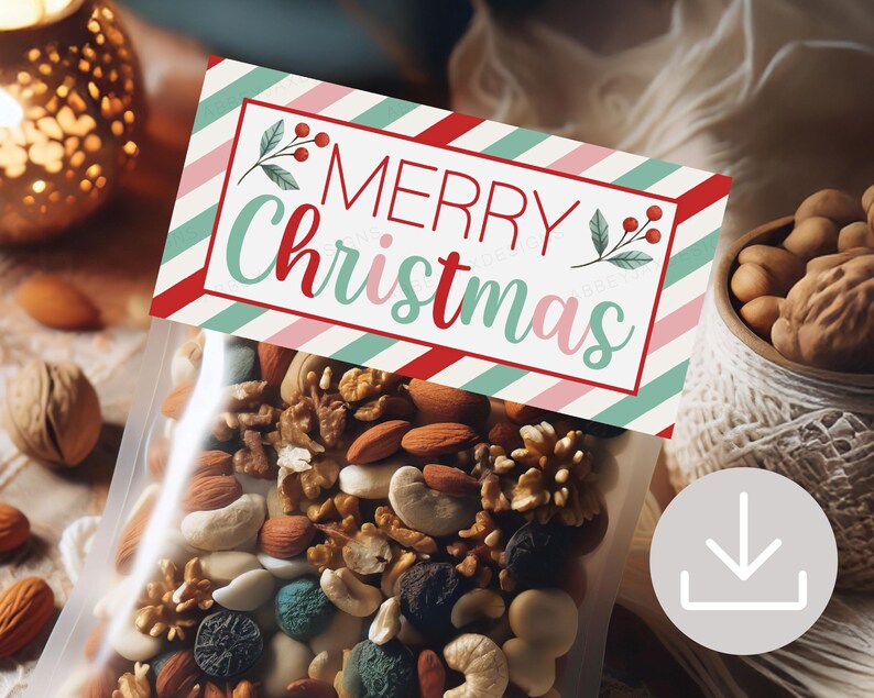 Merry Christmas Treat Bag Toppers, Christmas Classroom Favors, Printable Christmas Bag Toppers ...