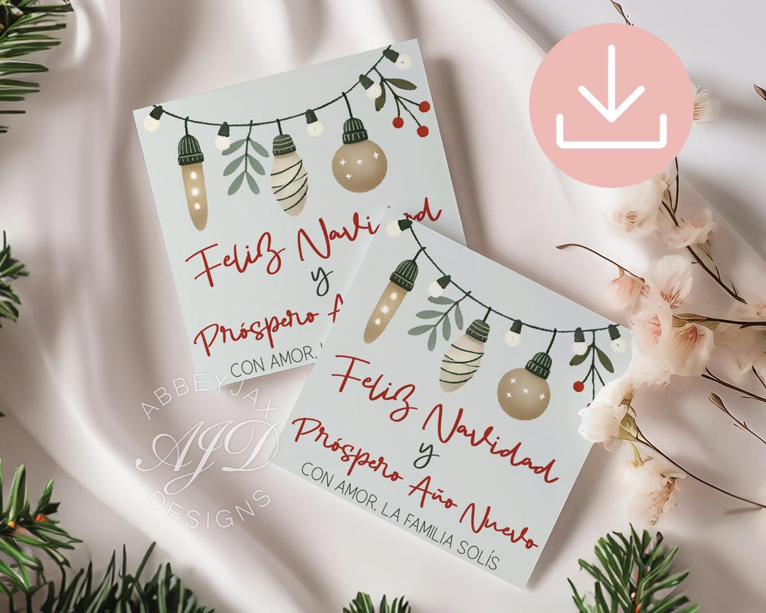 Spanish Christmas Tags Printable, Feliz Navidad Cookie Tag, Happy New ...