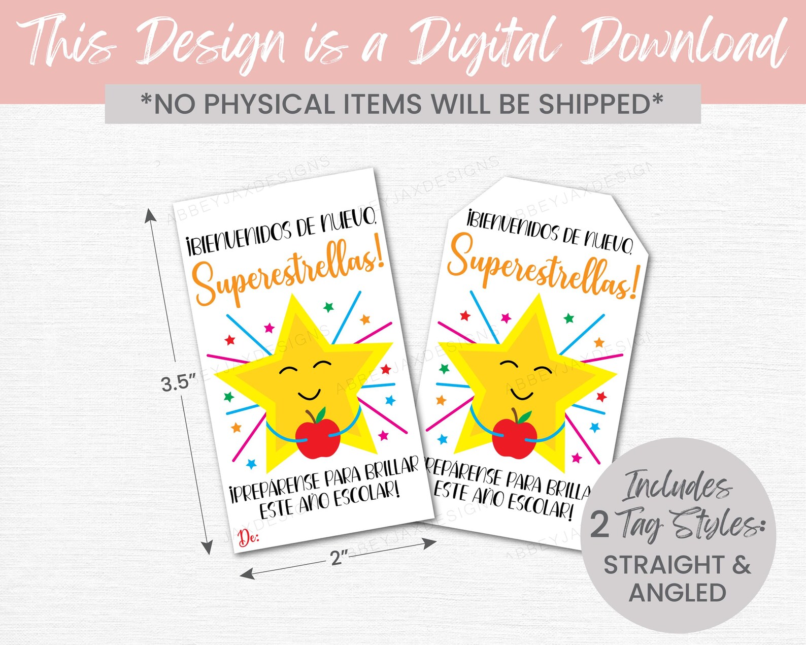 Back to School Gift Tag in Spanish, Welcome Back to School Tag, Spanish ...