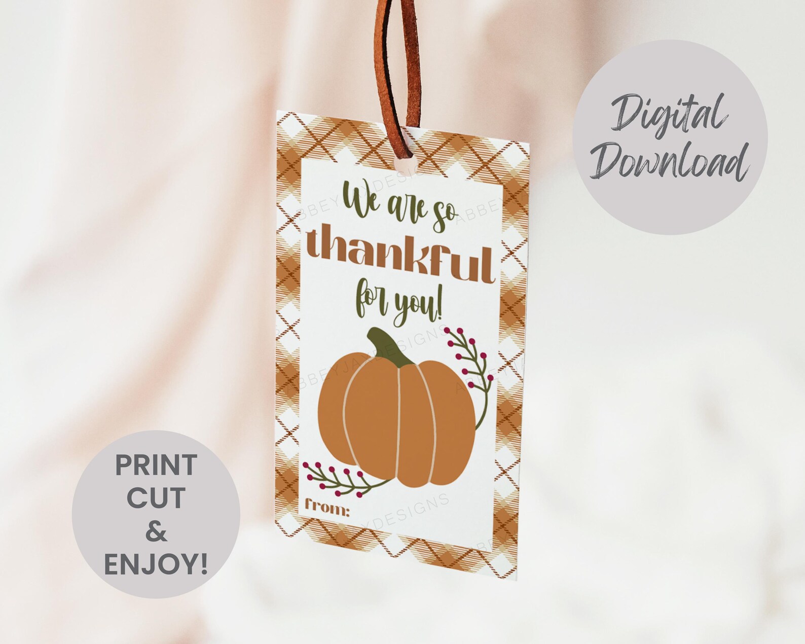 Thankful for You Gift Tag, Autumn Gift Tag Printable, Fall Appreciation ...