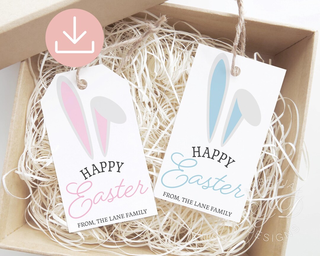Printable Happy Easter Gift Tags, Editable Easter Tag, Easter Basket ...