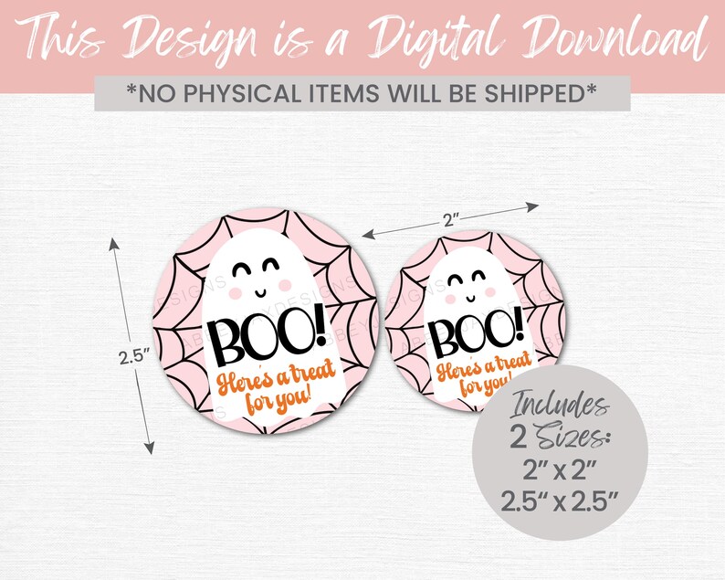 Boo Heres A Treat for You Labels, Pink Halloween Gift Tag Printable ...