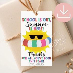School is Out Summer is Here Tags, End of School Tag, Teacher ...