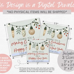 Editable Christmas Tags Printable, New Years Party Favors, Christmas ...
