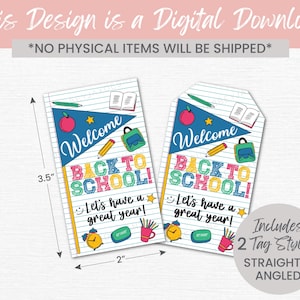 Welcome Back to School Gift Tag, Treat Tag From Teacher, Back to School ...