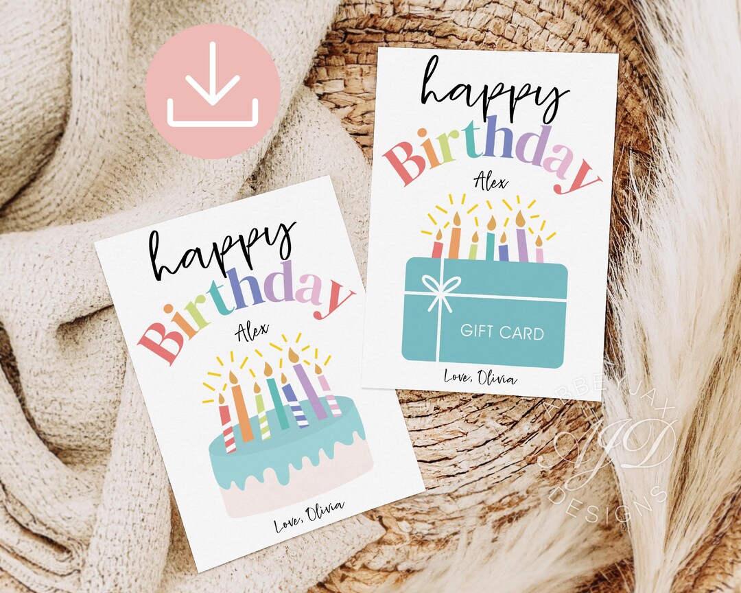 Printable Birthday Gift Card Holder, Happy Birthday Editable Card ...
