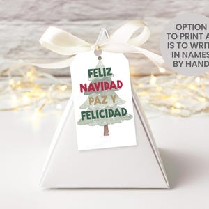 Feliz Navidad Printable Tag, Spanish Christmas Tags, Editable Holiday ...