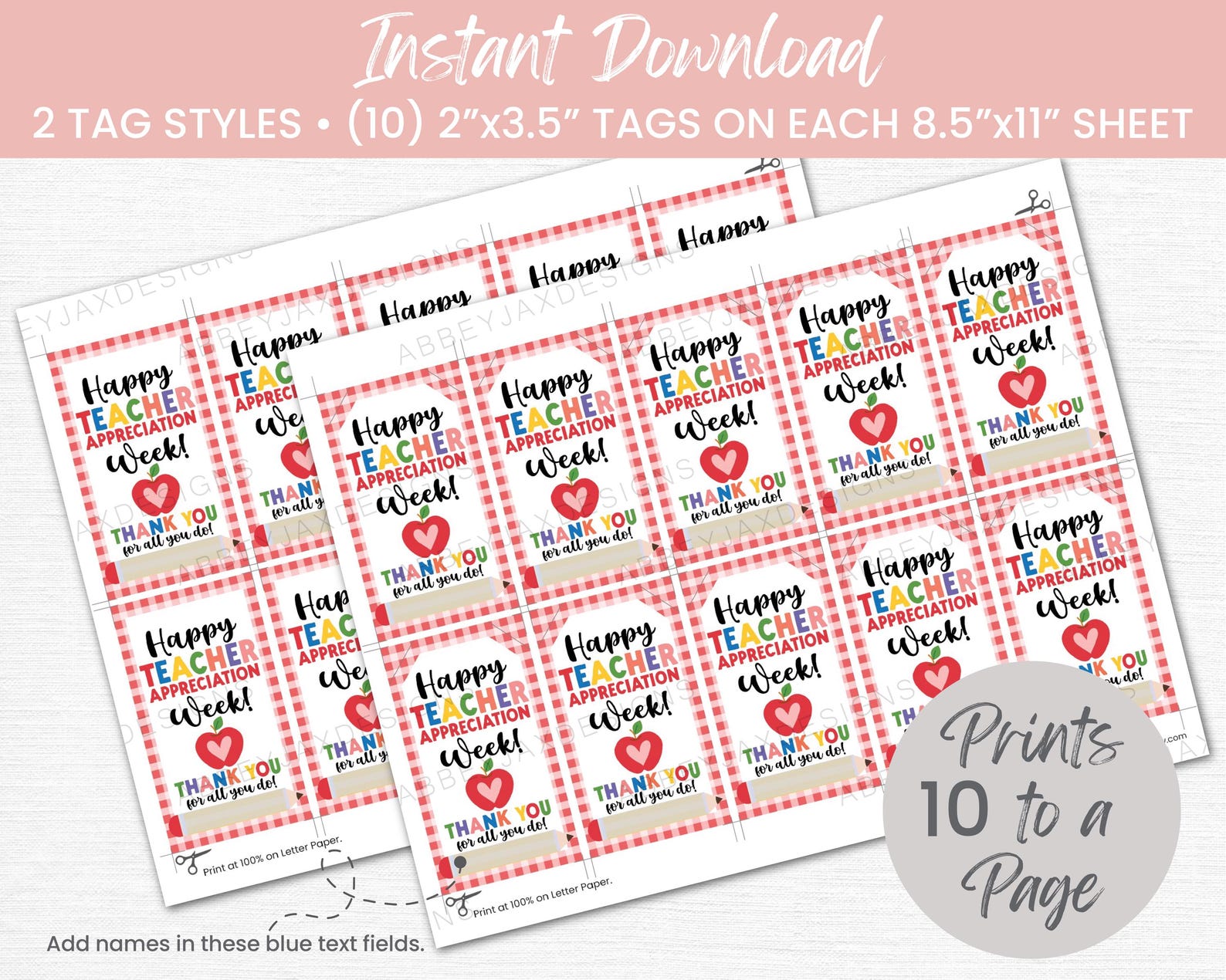 Teacher Appreciation Printable Tag, Teacher Appreciation Week Tags, End ...