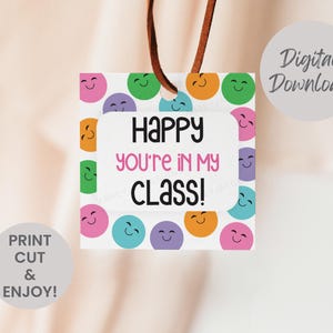 Back to School Cookie Tag, Happy You're in My Class, Tags for Teacher ...