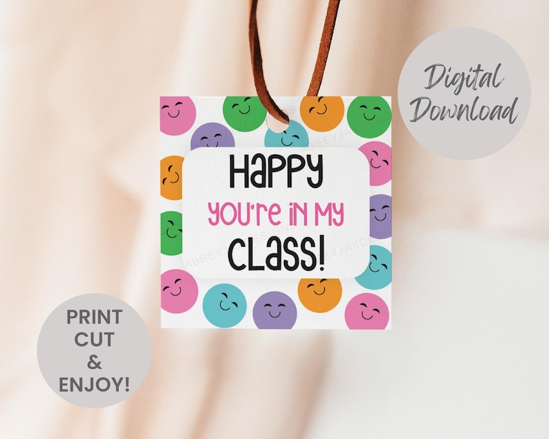 Back to School Cookie Tag, Happy You're in My Class, Tags for Teacher ...