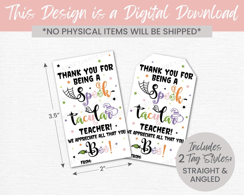 Spooktacular Teacher Halloween Gift Tag, Teacher Appreciation Gift ...