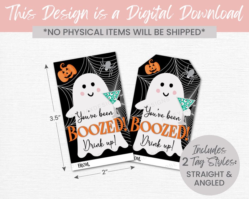 You've Been Boozed Halloween Gift Tag, Printable Halloween Drink Tag ...
