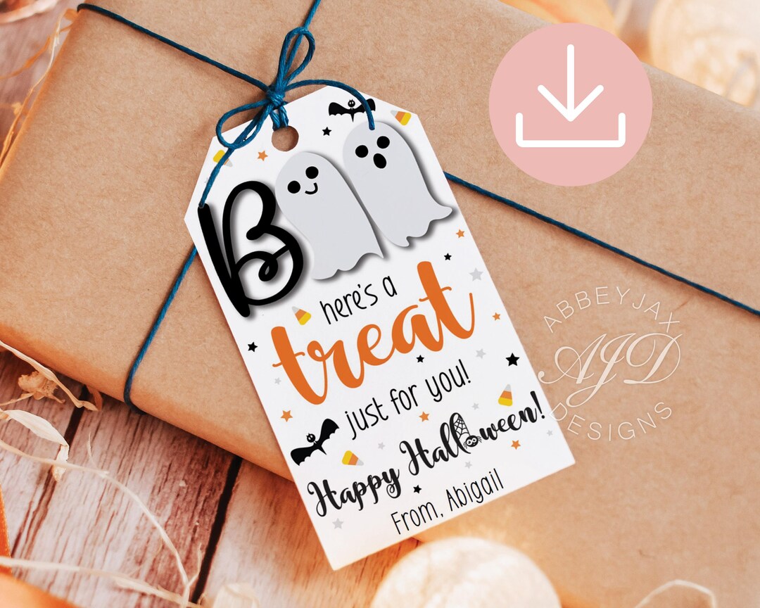 Boo Here's A Treat for You Tag, Halloween Gift Tag Printables, Digital ...
