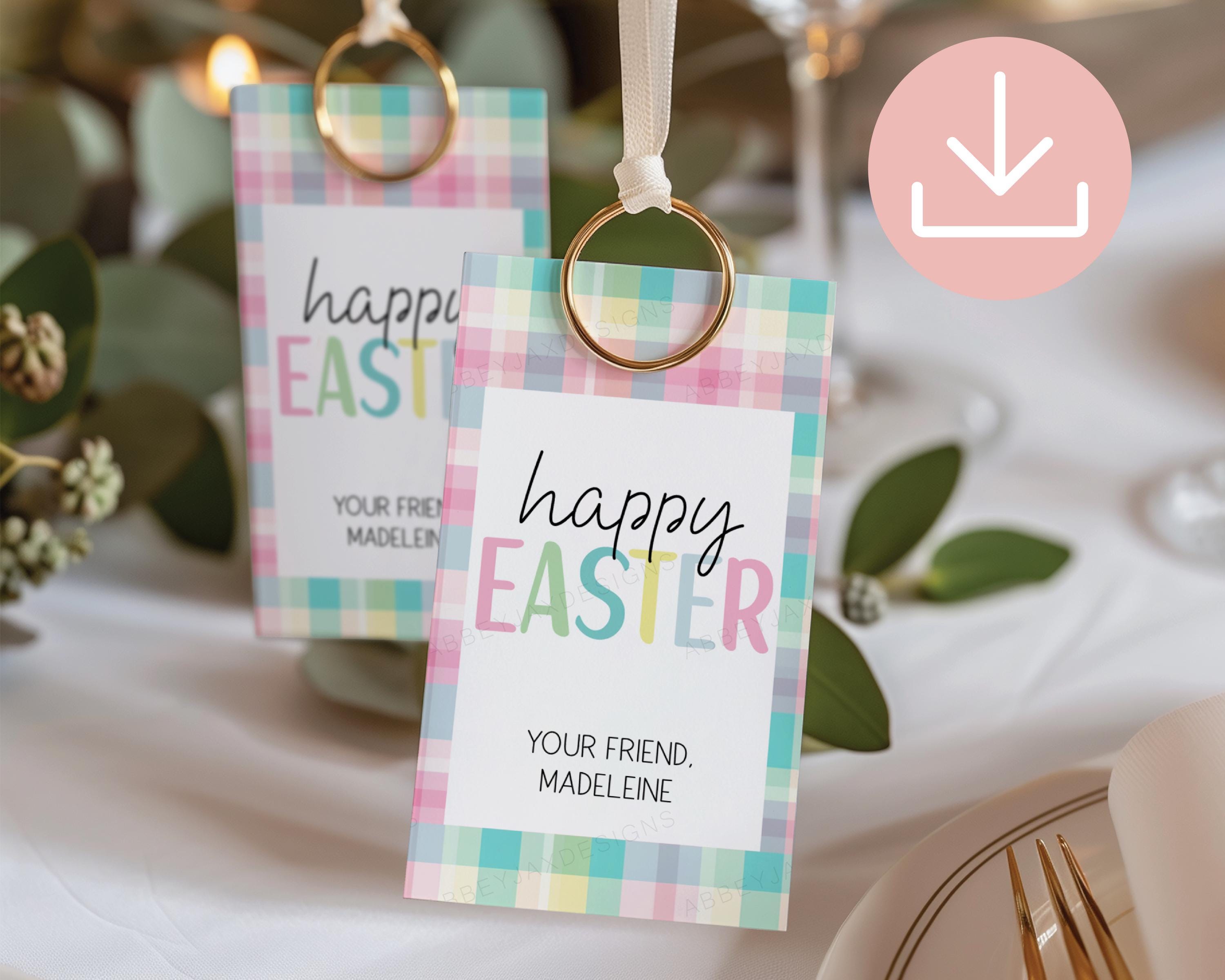 Printable Happy Easter Gift Tags, Plaid Easter Basket Tag, Editable ...