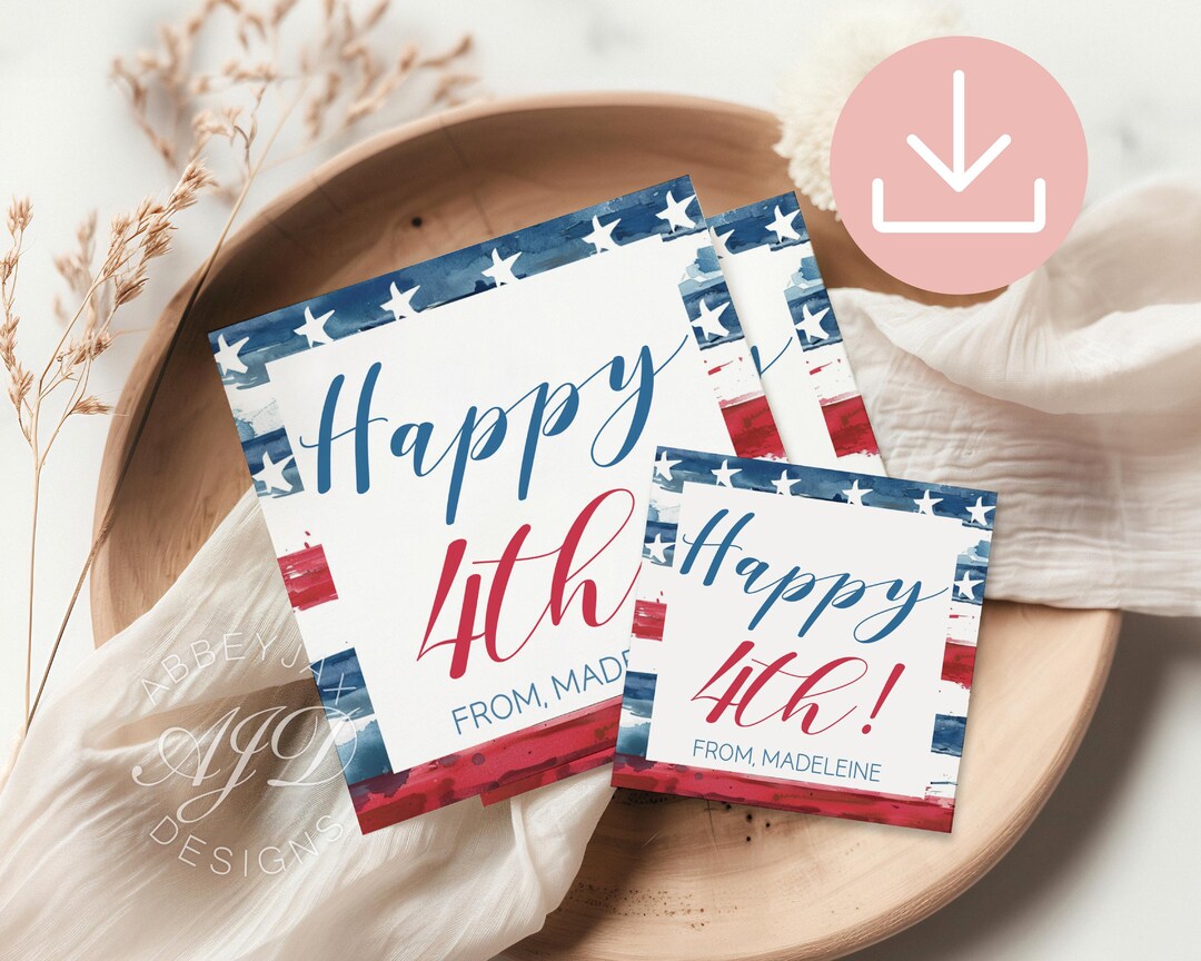 4th of July Cookie Tags, Happy 4th of July Tags, Fourth of July Tag ...