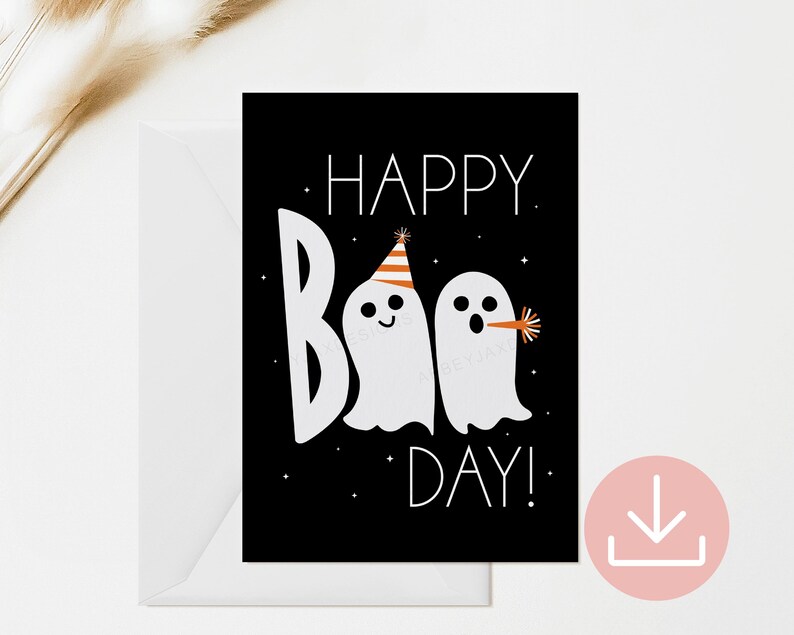 Halloween Birthday Card Printable, October Birthday Gift, Happy Boo Day ...