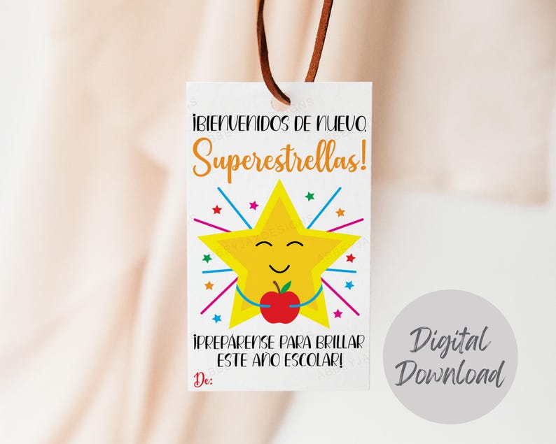 Back to School Gift Tag in Spanish, Welcome Back to School Tag, Spanish ...