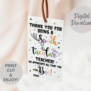 Spooktacular Teacher Halloween Gift Tag, Teacher Appreciation Gift ...