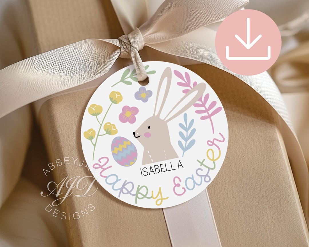 Round Easter Tags, Happy Easter Editable Tag, Easter Basket Tag ...